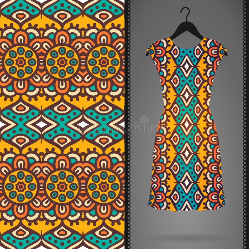 Vector Dress with Seamless Pattern Stock Vector - Illustration of ...