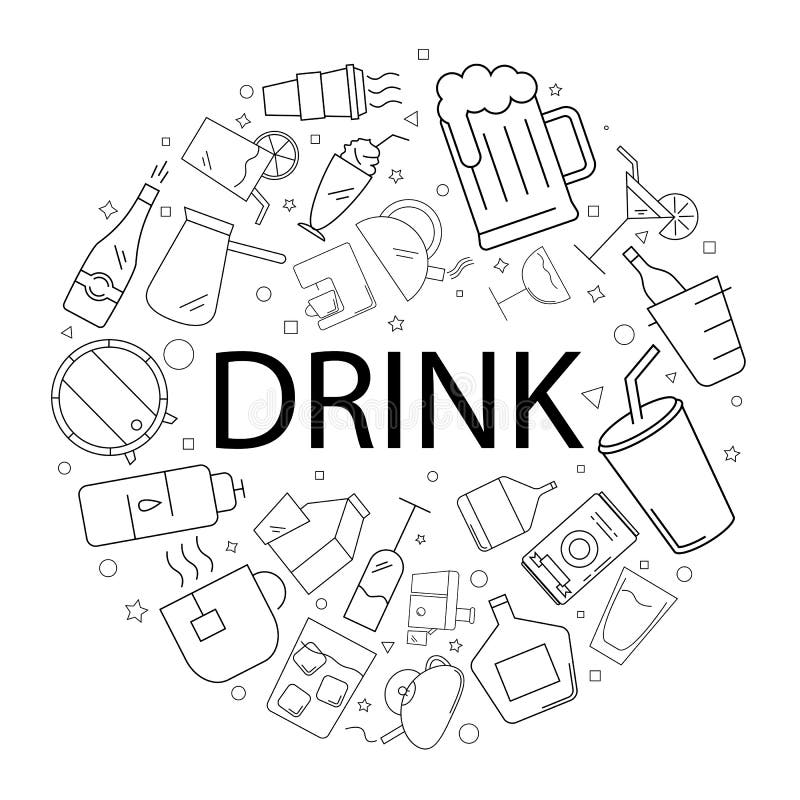 Vector Drink Pattern. Drink Seamless Background Stock Vector ... Vector Drink Pattern. Drink Seamless Background Stock Vector ...