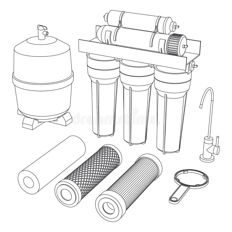 Vector Drink Water Filter, Reverse Osmosis Home System Stock Vector ...