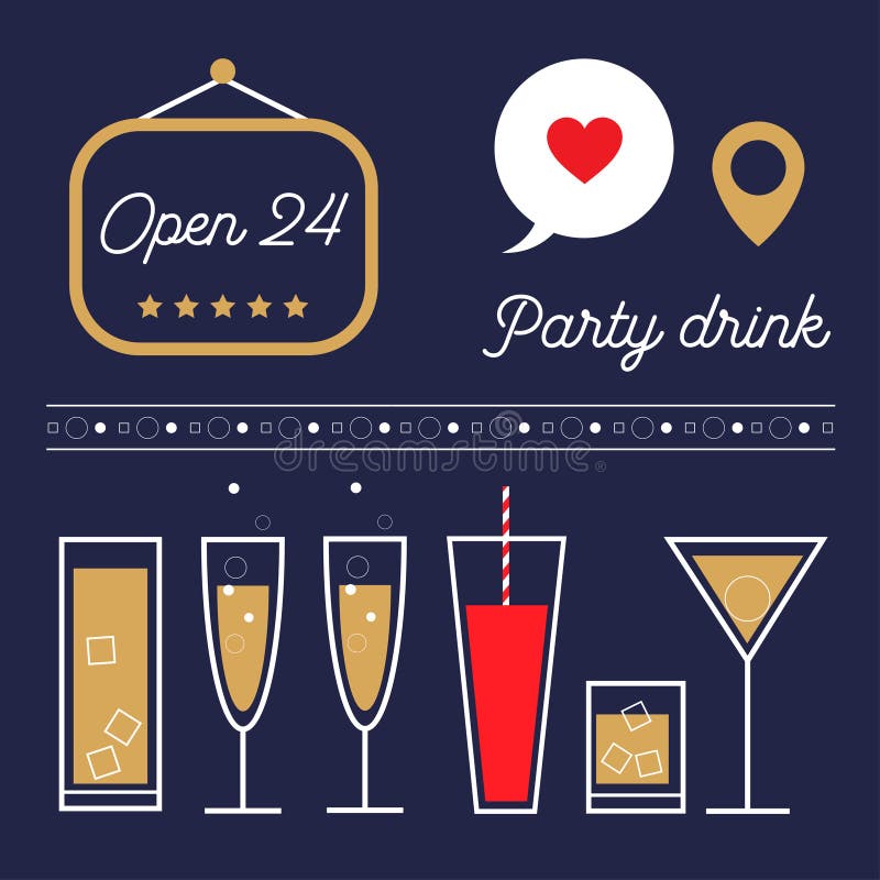 Vector Drinks and Cocktails Illustration Set Stock Vector ...