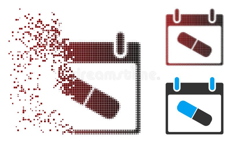 Dispersed Pixel Halftone Drugs Pill Calendar Day Icon Stock Vector ...