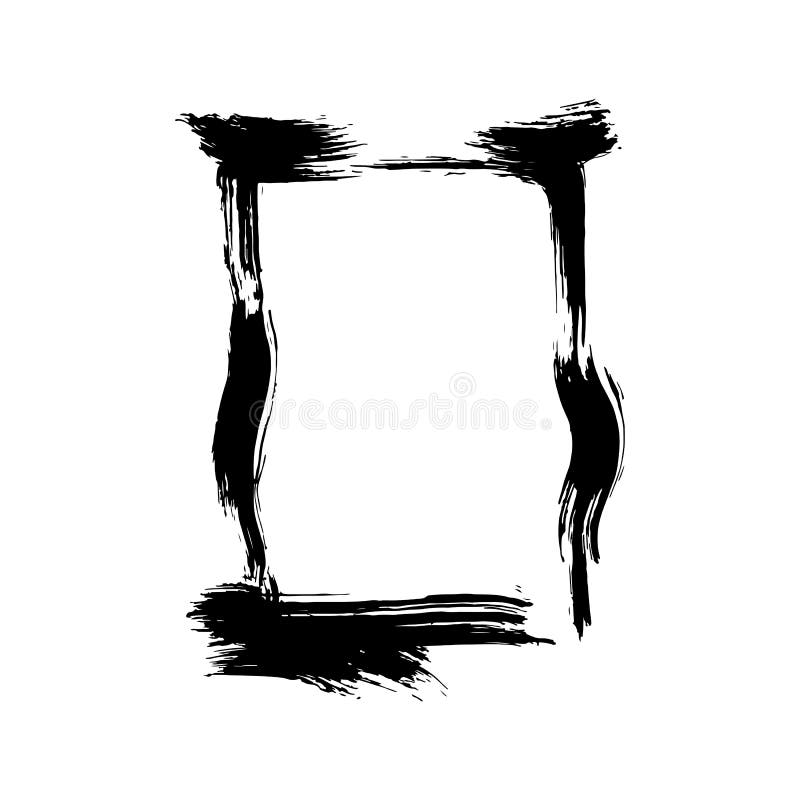 Vector Dry Brush Frames. Hand Drawn Artistic Frames. Black and White ...