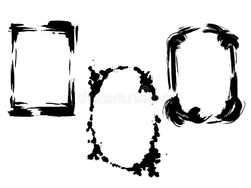 Vector Dry Brush Frames. Hand Drawn Artistic Frames. Black and White ...