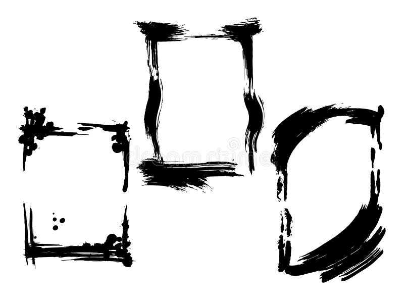 Vector Dry Brush Frames. Hand Drawn Artistic Frames. Black and White ...