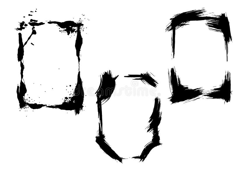 Vector Dry Brush Frames. Hand Drawn Artistic Frames. Black and White ...