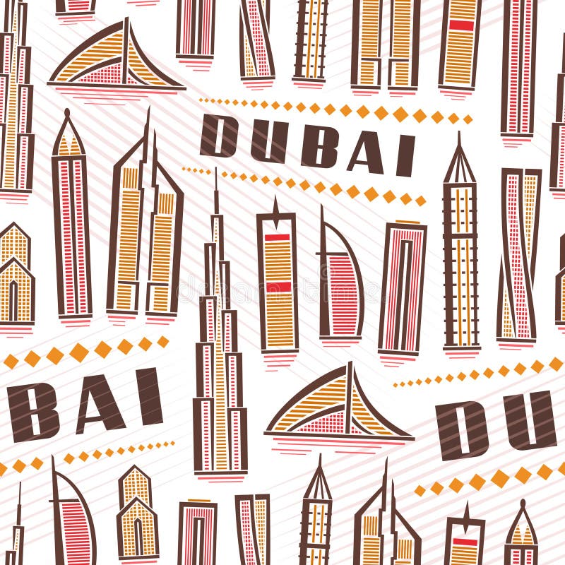 Vector Dubai Seamless Pattern Stock Vector - Illustration of landmark ...