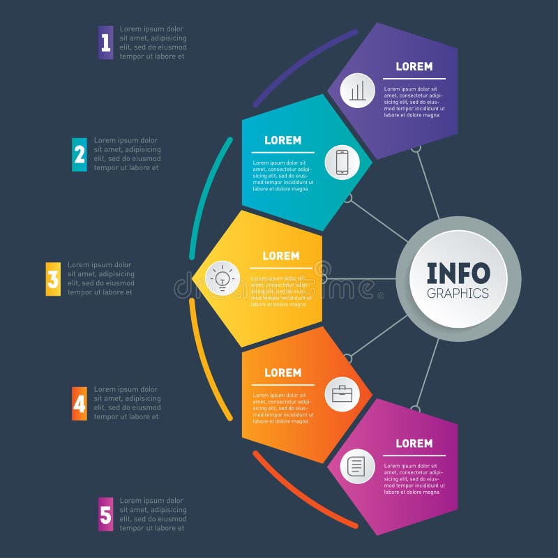 Vector Dynamic Infographics of 5 Technology or Education Process Stock ...