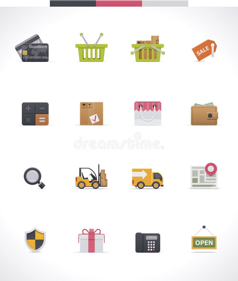 Vector e-commerce icon set stock vector. Illustration of goods - 34361797