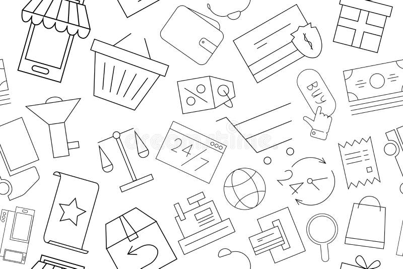 E-commerce Pattern Icons in Black Style. Big Collection of E-commerce ...