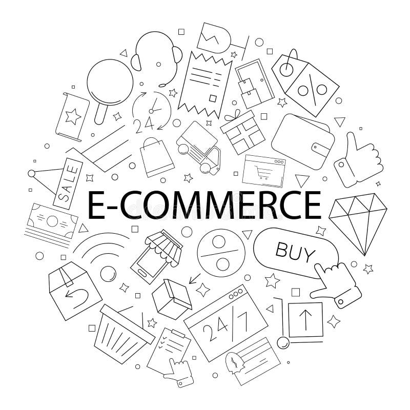 Vector E-commerce Pattern with Word. E-commerce Background Stock Vector ...