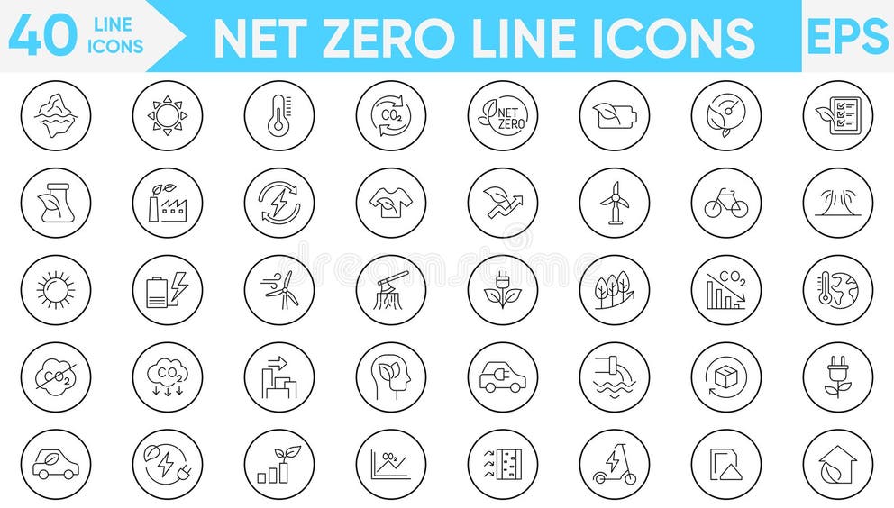 Vector E Ilustrador De Iconos De Línea Cero Neta Ilustración del Vector ...