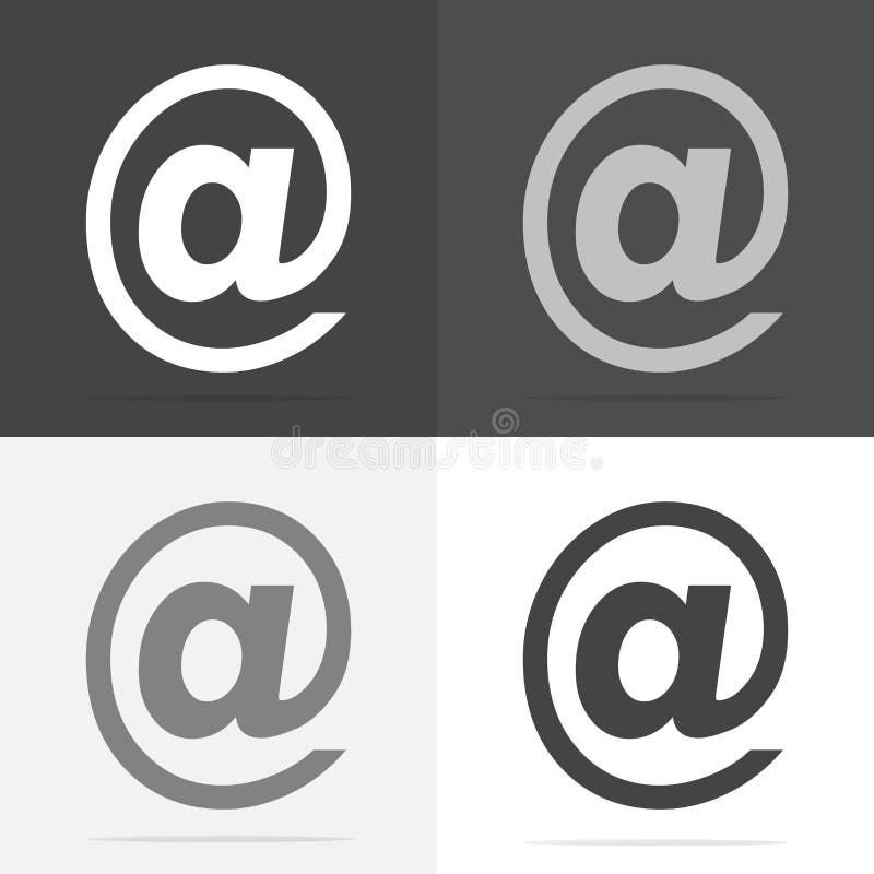 Vector E-mail Icon. Flat Email Icon on White-grey-black Color. Stock ...