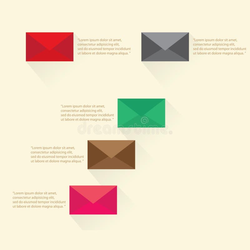 Vector E-mail Message Flat Icon. Stock Vector - Illustration of paper ...