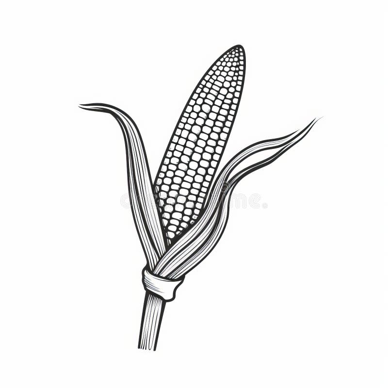 Vector Ear of Corn. Farm Vegetable Outline Icon, Drawing Monochrome ...