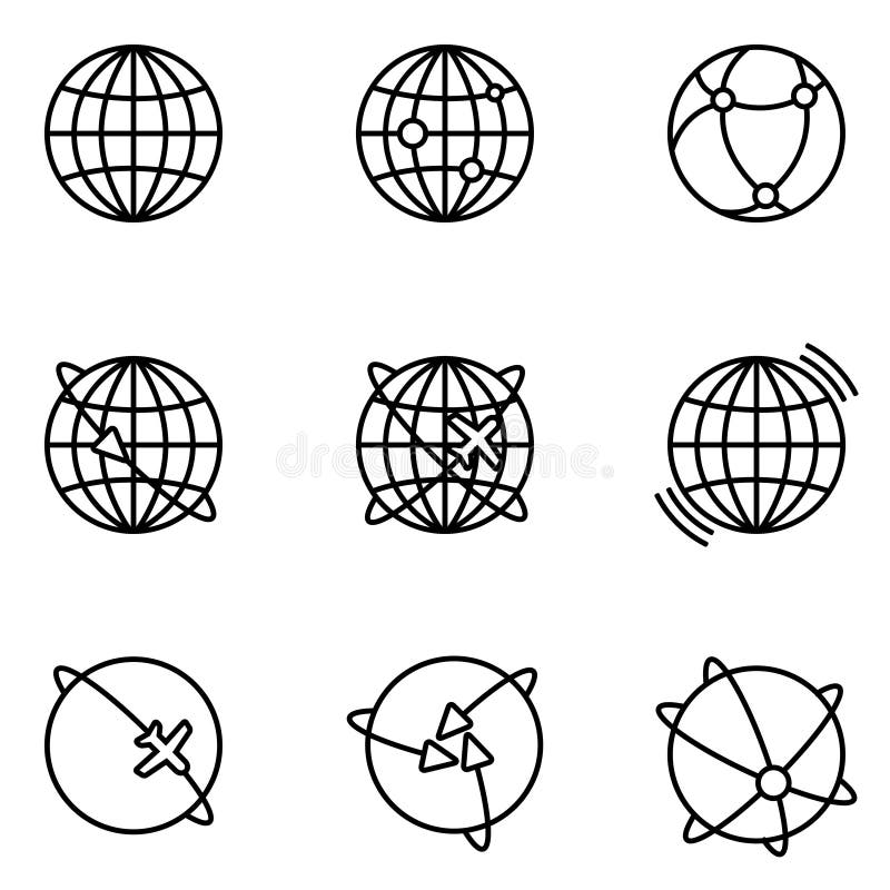 Vector Earth Global Communication Icons Set. Stock Illustration ...