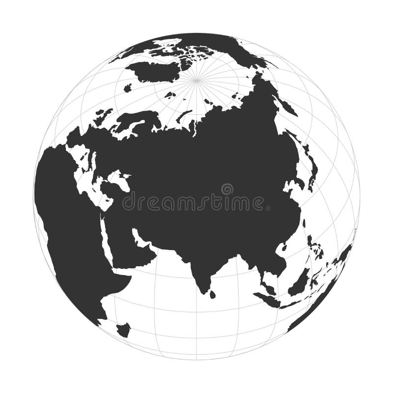 Globe Asia Clipart Black And White
