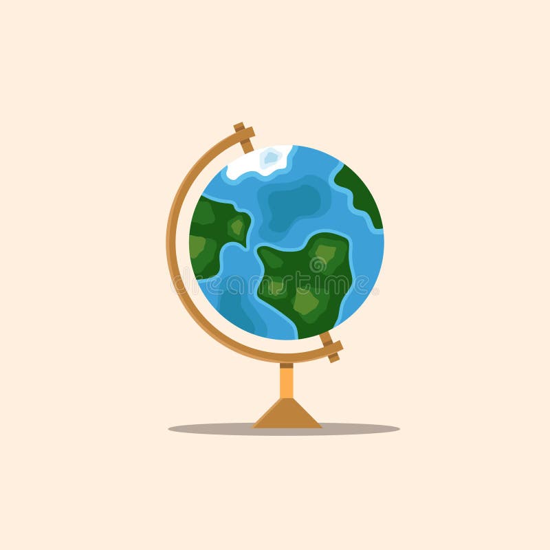 Vector Earth Globe Isolated. Flat Planet Earth Icon on Beige Background ...
