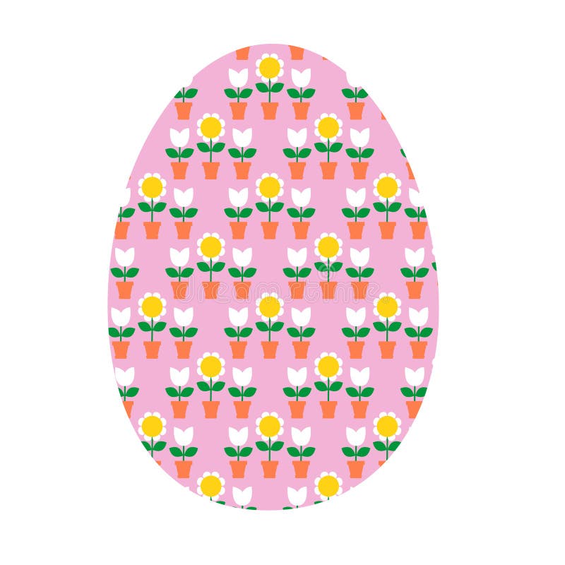 Easter Egg Shape with Pink Tulip Pattern Stock Illustration ...