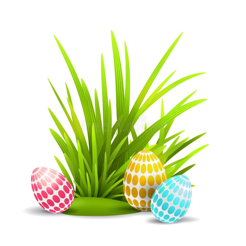 Vector Easter Eggs in Green Grass Stock Vector - Illustration of fresh ...
