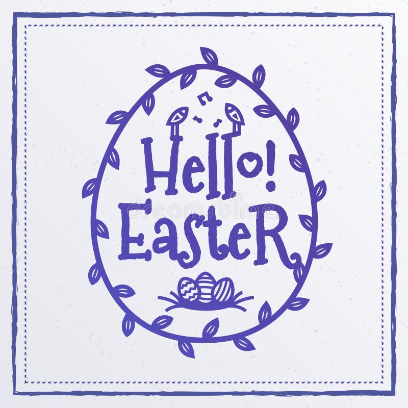 Vector Easter Greeting Card with Wish - Hello Easter Day, Symbol Eggs ...