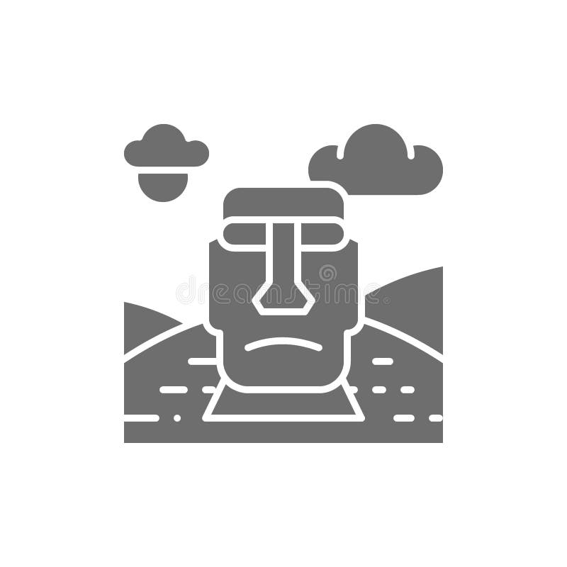 Vector Easter Island, Chile, Landmark Grey Icon. Stock Vector ...