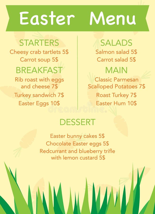 Vector Easter Menu or Party Invitations and Greeting Cards with Carrot ...
