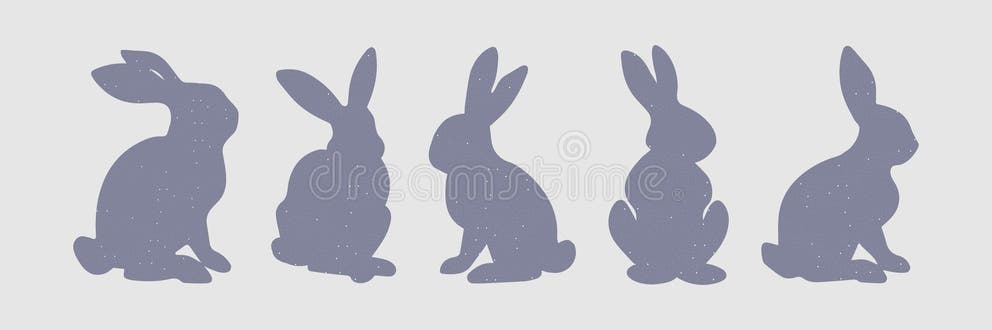 Vector Easter Painted Rabbit. Spring Icons. Easter Bunny Rabbits in ...
