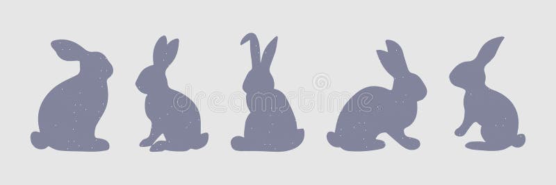 Vector Easter Painted Rabbit. Spring Icons. Easter Bunny Rabbits in ...