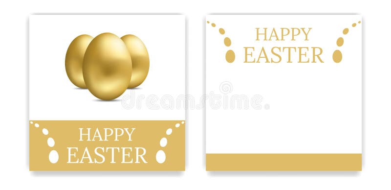 Vector Easter Party Invitations and Greeting Cards with Golden Eggs ...