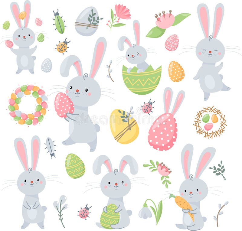 Vector Easter set stock vector. Illustration of tulip - 240803542