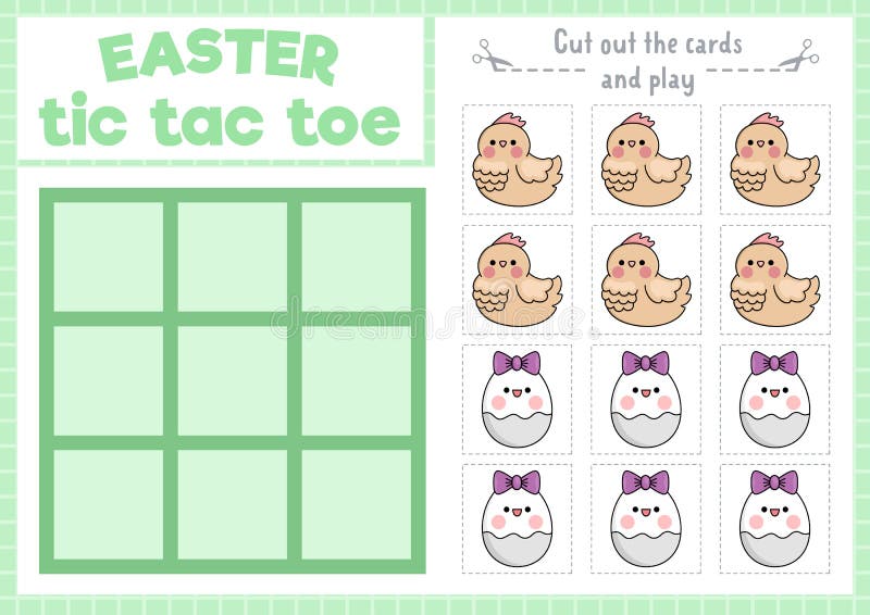 Vector Easter Tic Tac Toe Chart with Hen and Egg. Kawaii Board Game ...