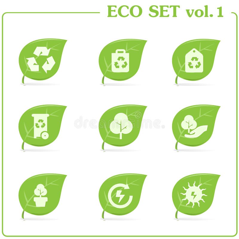 Vector Ecology Icon Set. Vol. 2 Stock Vector - Illustration of light ...