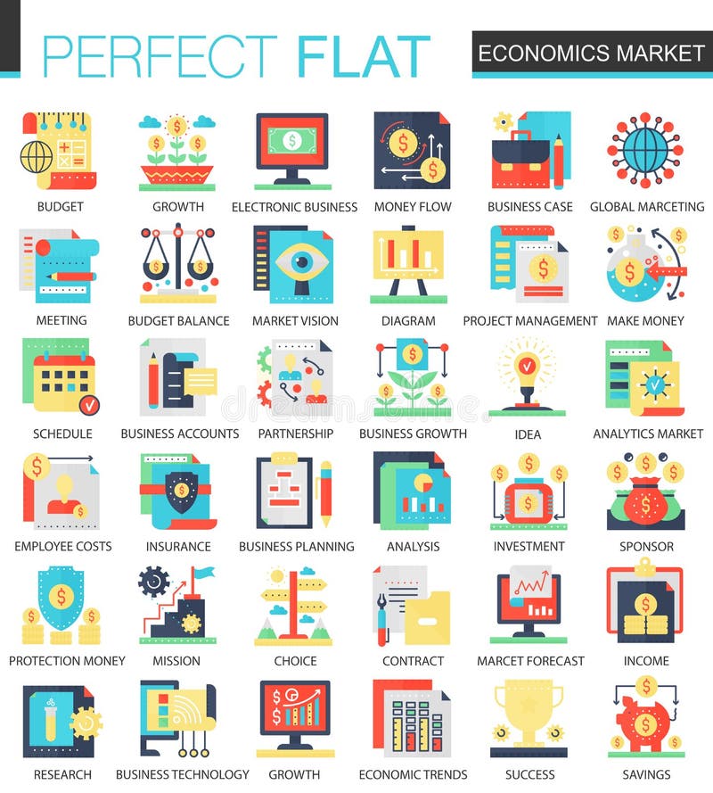 Vector Economics Market Complex Flat Icon Concept. Web Infographic ...
