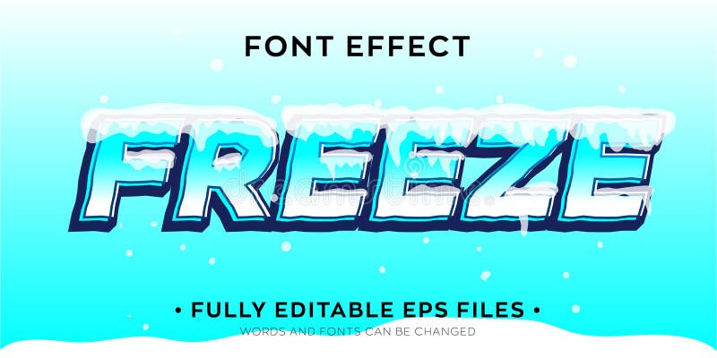 Vector Editable Freeze Text Effect, 3d Style Cold Breeze Font Style ...