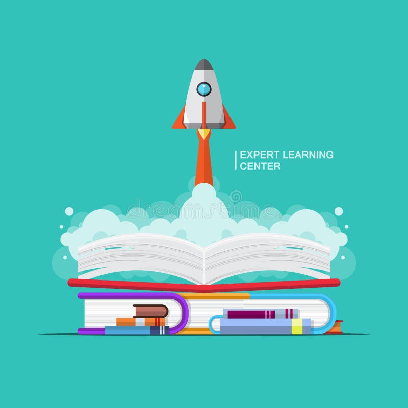 Vector Education Book Intelligent, Expert Learning Concept, Rocket ...