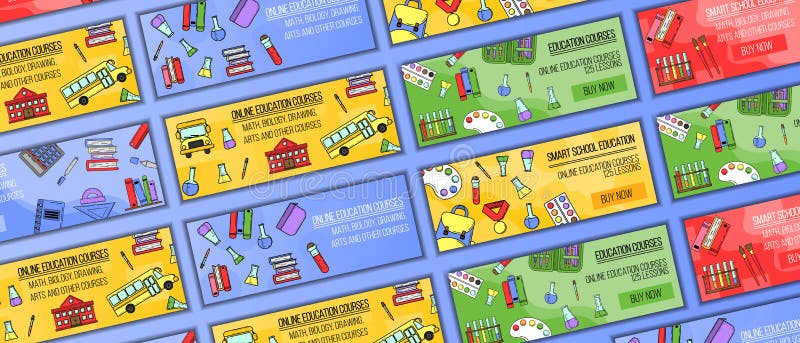 Education Courses Banner Concept. Modern Illustration for Design and ...