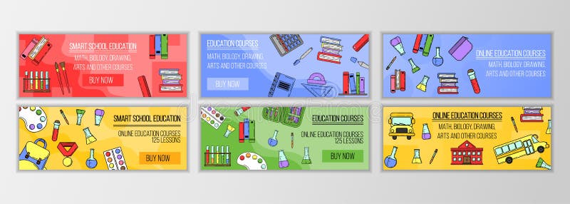 Education Courses Banner Concept. Modern Illustration for Design and ...