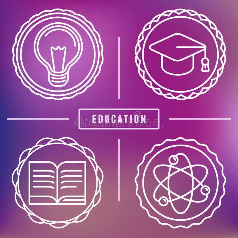 Vector Education Icons and Logos in Outline Style Stock Vector ...