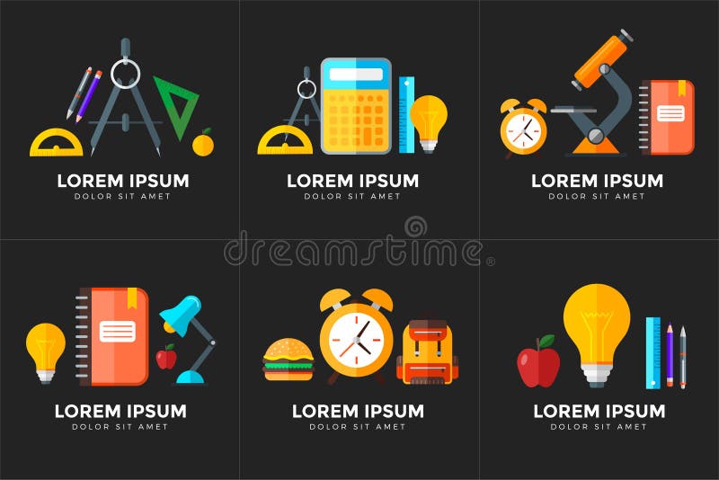 Vector Education Icons Set. High School Object in Flat Style on Stock ...