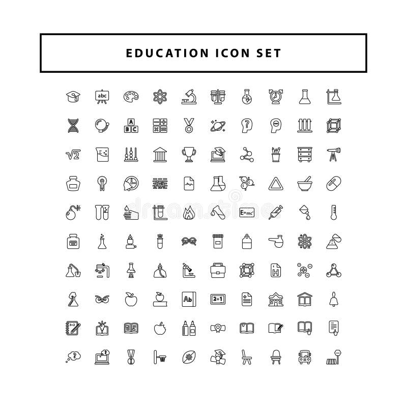 Vector of Education Icons Set with Outline Style Design Stock Vector ...