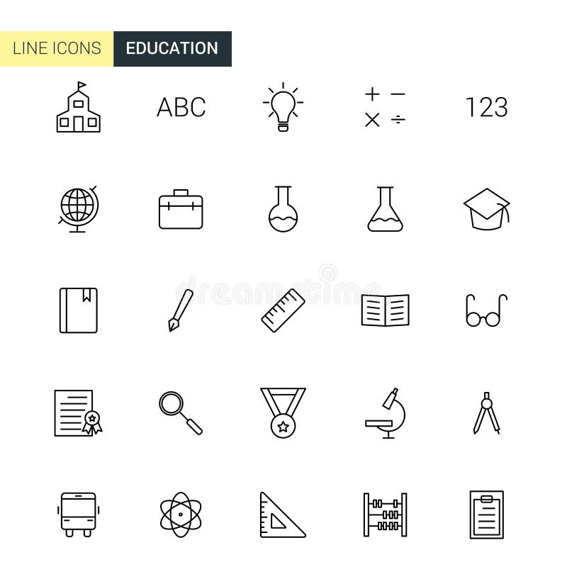Vector Education Line Icons Stock Vector - Illustration of education ...