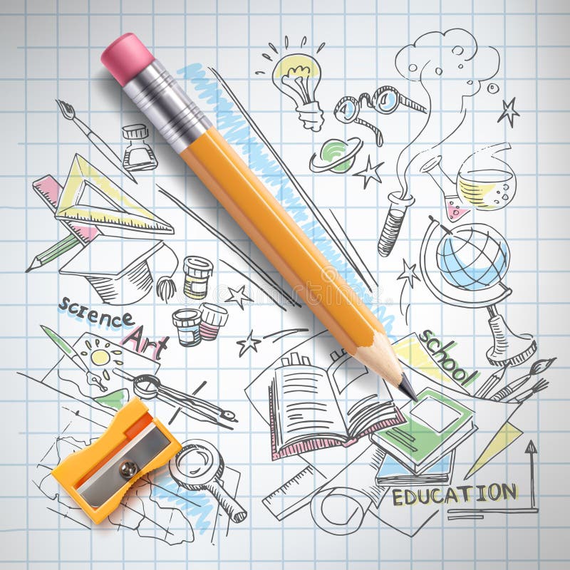 Vector Education, Science Concept, Pencil, Sketch Stock Vector ...