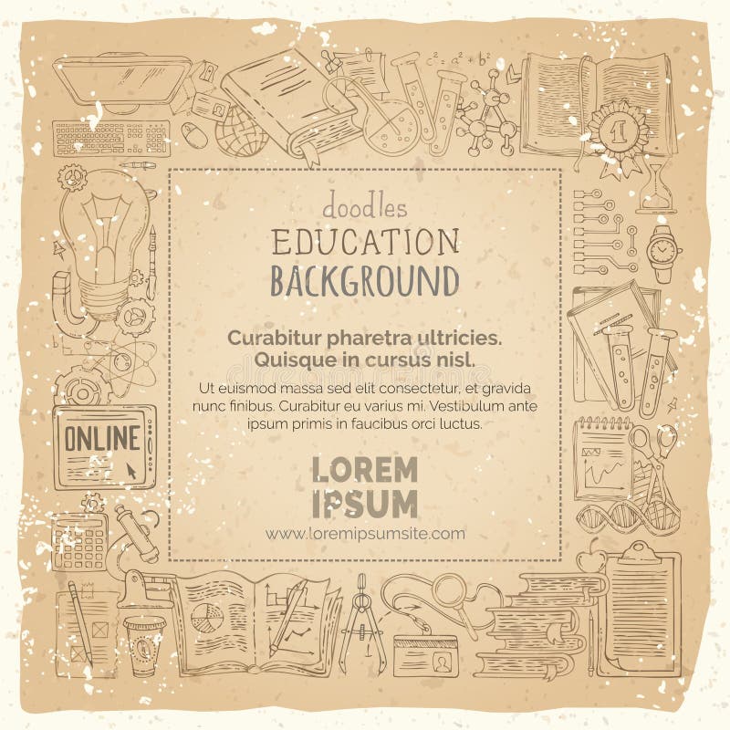 Vector Education Square Frame on Old Vintage Paper. Stock Vector ...