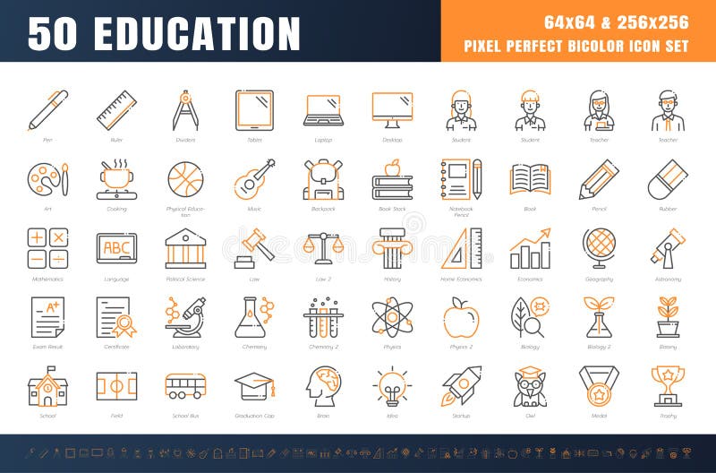 Vector of 32 E-Learning Online Education Line Outline Icon Set. 48x48 ...