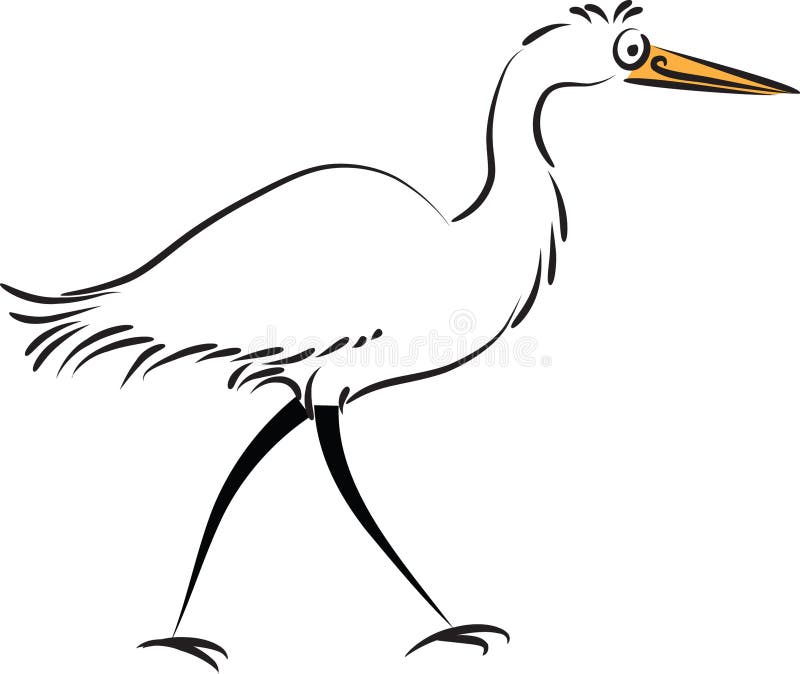 Vector Egret drawing stock illustration. Illustration of bird - 109293848