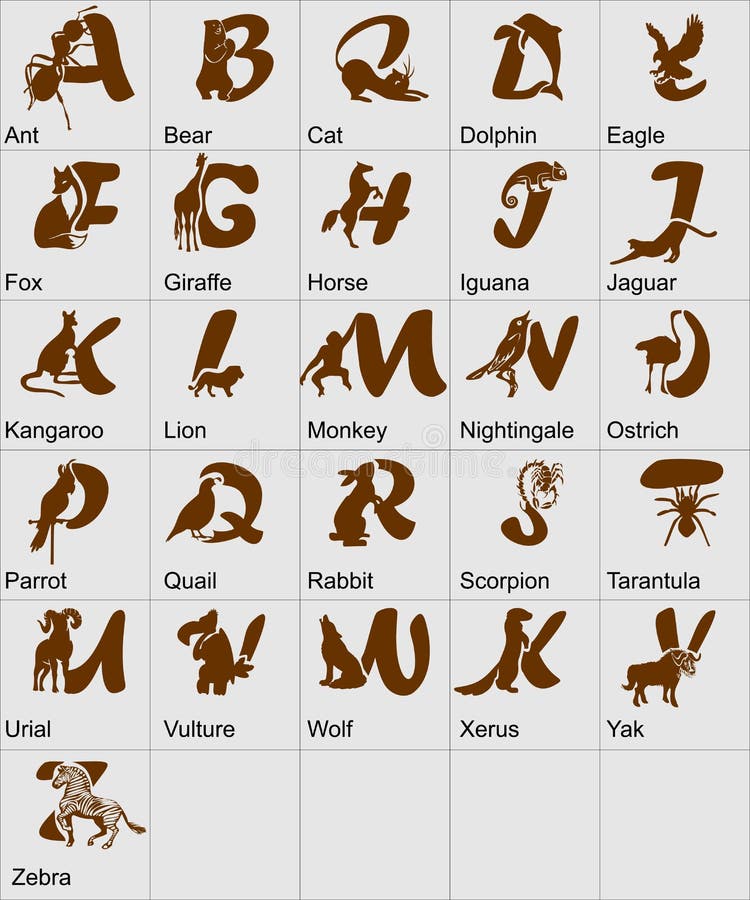 Letras Al Ejemplo Del Vector De Los Animales Ilustración del Vector ...