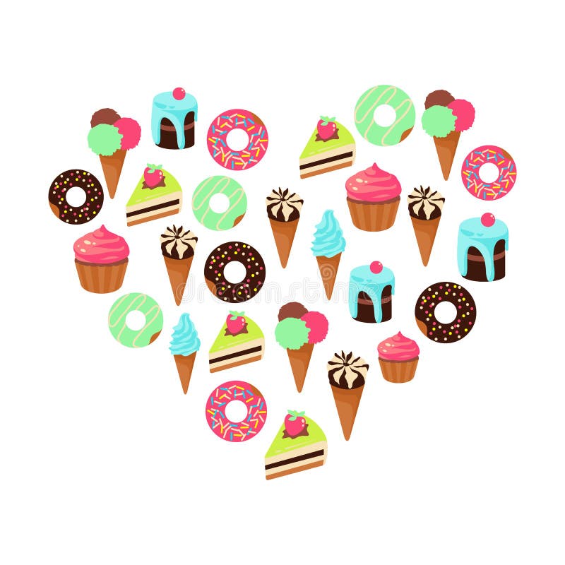 Vector El Ejemplo Del Postre De Los Dulces Aislado En El Fondo Blanco ...