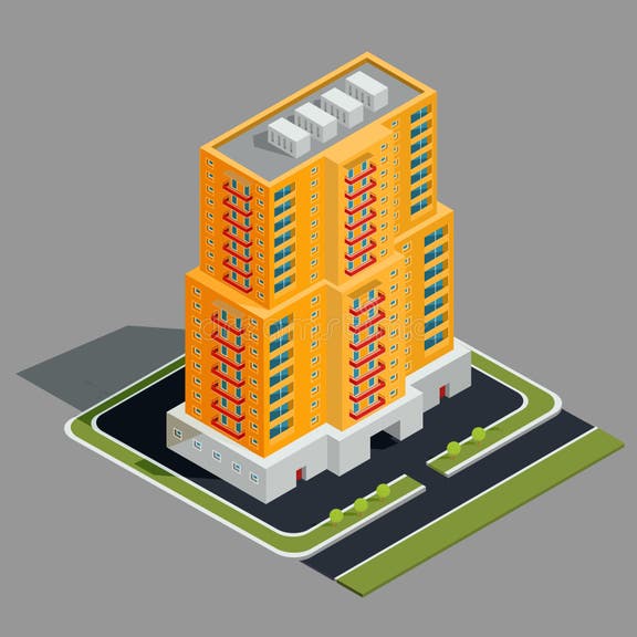 Vector El Ejemplo Isométrico 3D Del Edificio Urbano Moderno Ilustración del Vector - Ilustración ...
