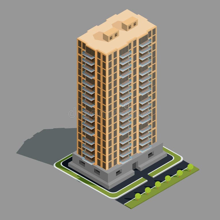 Vector El Ejemplo Isométrico 3D Del Edificio Urbano Moderno Ilustración del Vector - Ilustración ...