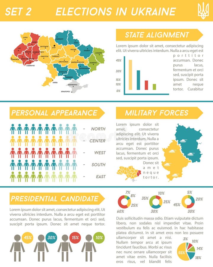 Infographics Ukraine Map, Flat Design Colors, with Names of Individual ...